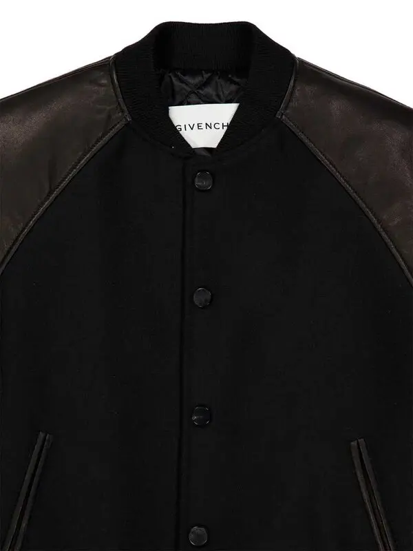 Givenchy Wool Bomber Jacket With Leather Inserts - Black