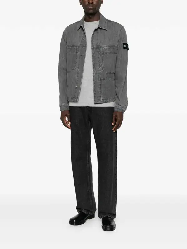 Stone Island Denim Jacket With Logo Patch