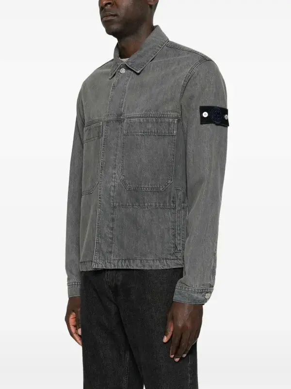 Stone Island Denim Jacket With Logo Patch