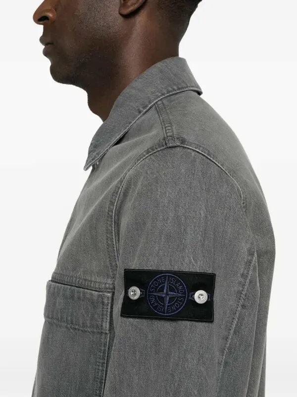 Stone Island Denim Jacket With Logo Patch