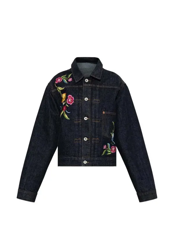 Kenzo Floral-pattern Denim Jacket - Blue