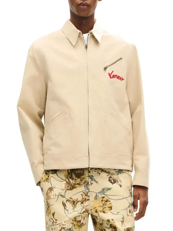 Kenzo Varsity` Embroidered Cotton Jacket - Brown