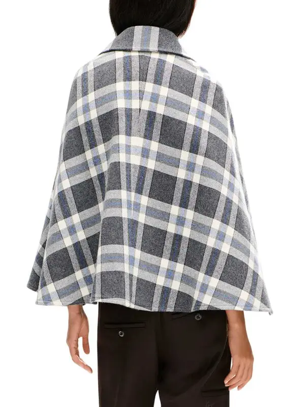 Kenzo Checks` Wool-blend Military Cape - White