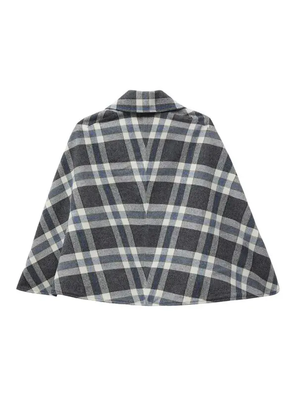 Kenzo Checks` Wool-blend Military Cape - White