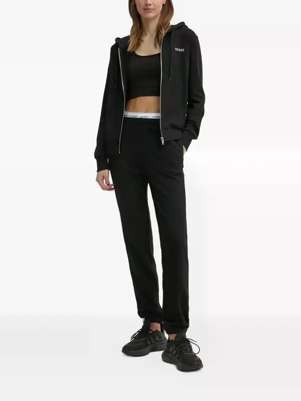 Guess Logo-embroidered Zip-up Hoodie
