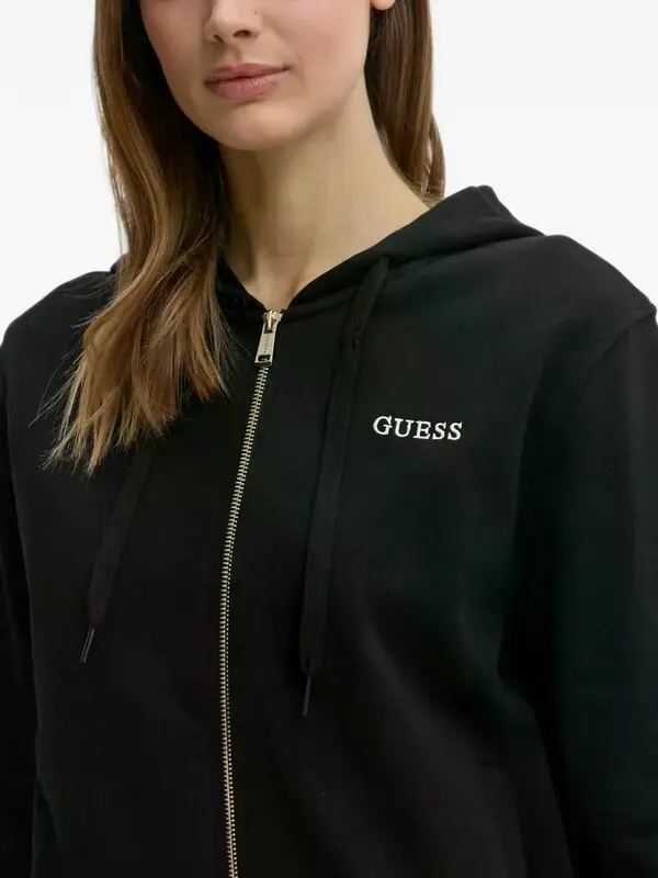Guess Logo-embroidered Zip-up Hoodie