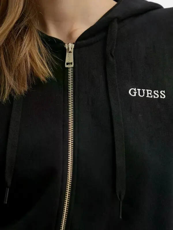 Guess Logo-embroidered Zip-up Hoodie