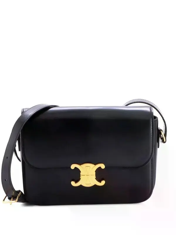 Celine Triomphe Shoulder Bag Smooth Calfskin Medium Crossbody Bag - Black