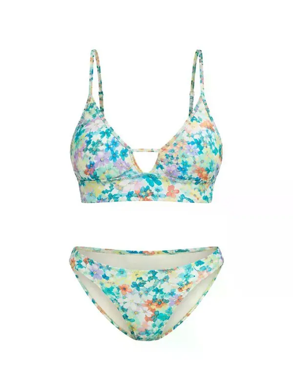 BILLABONG Floral-print Ruffled Bikini - White