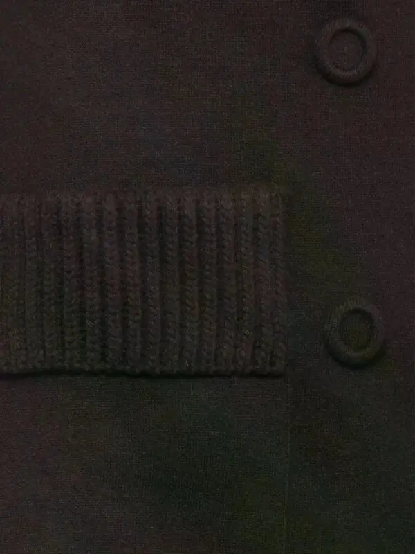 D.exterior Double-breasted Ribbed-trim Coat