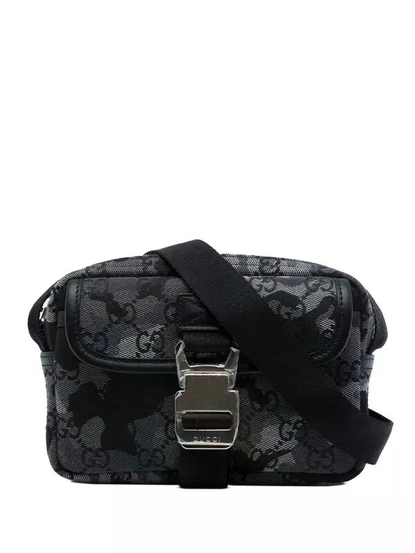 Gucci 2016-2026 Mini Gg Canvas Camouflage Buckle Crossbody Bag - Grey