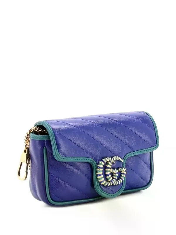Gucci Gg Marmont Flap Bag Diagonal Quilted Leather Super Mini Crossbody Bag