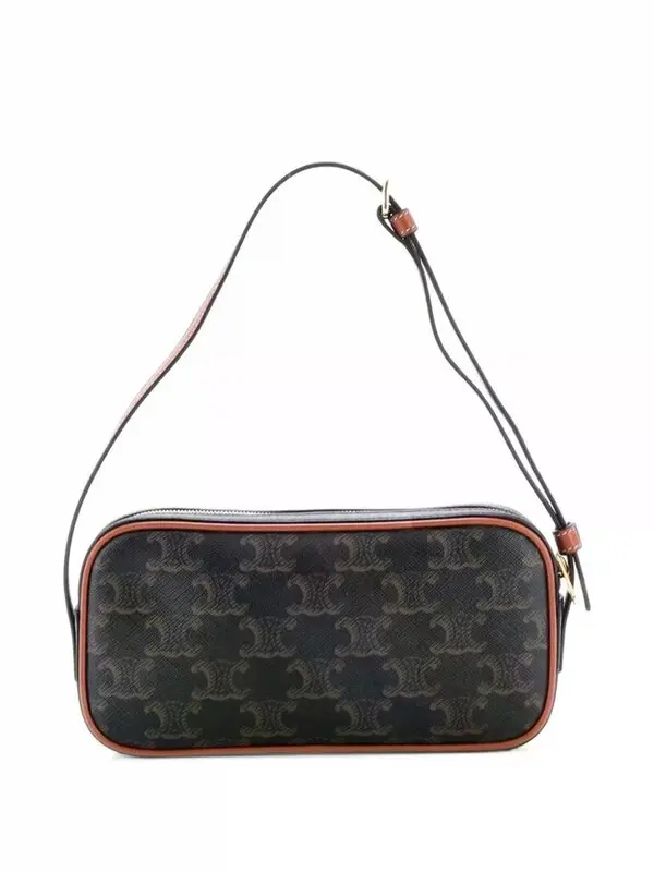 Celine Cuir Triomphe Camera Embroidered Triomphe Coated Canvas With Leather Small Shoulder Bag - Brown