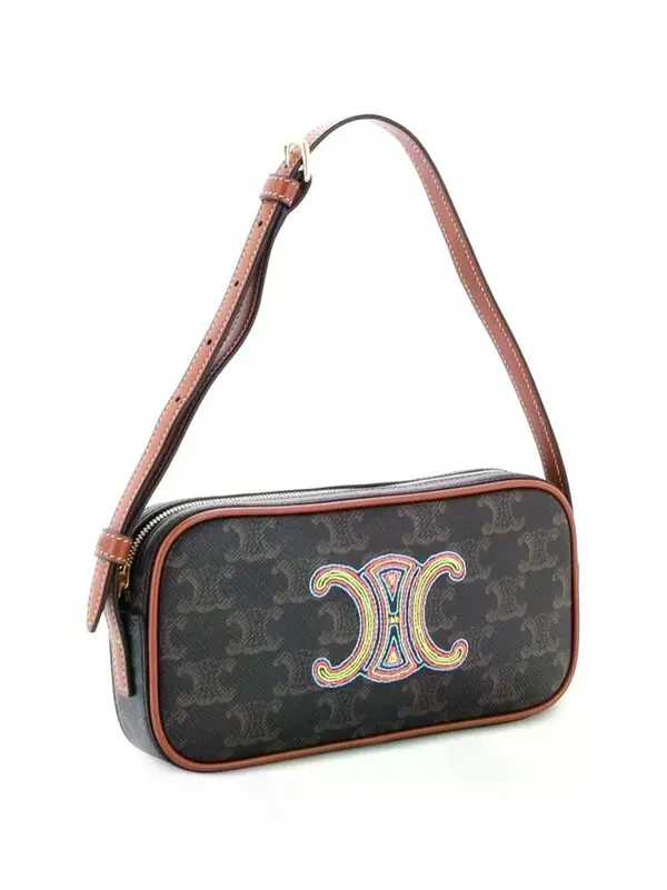Celine Cuir Triomphe Camera Embroidered Triomphe Coated Canvas With Leather Small Shoulder Bag