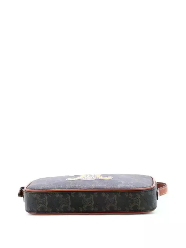 Celine Cuir Triomphe Camera Embroidered Triomphe Coated Canvas With Leather Small Shoulder Bag