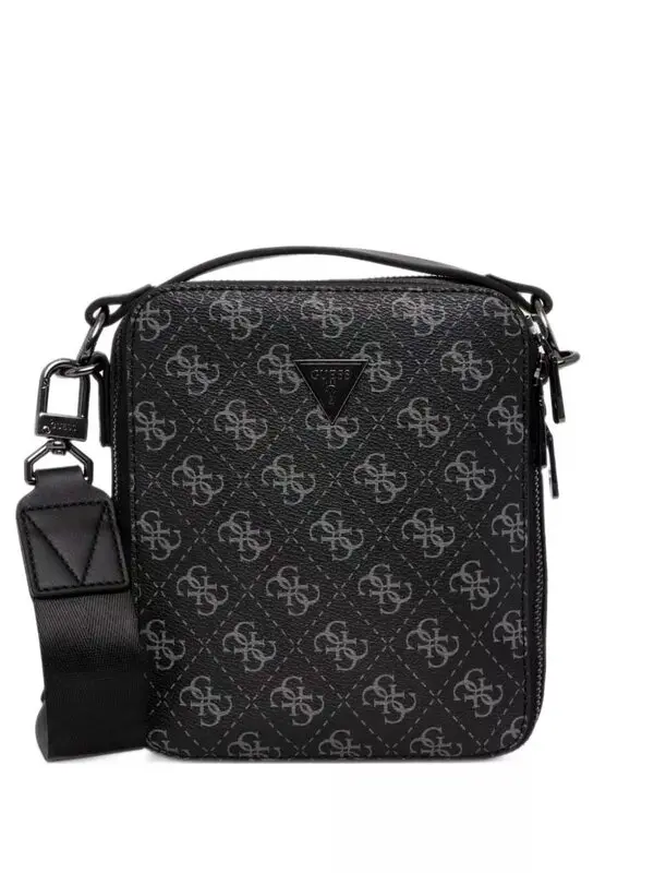Guess Monogram-print Messenger Bag - Black