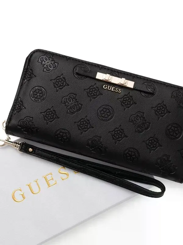 Guess Carmella Logo-embossed Zip-around Wallet - Black