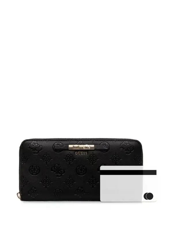 Guess Carmella Logo-embossed Zip-around Wallet - Black