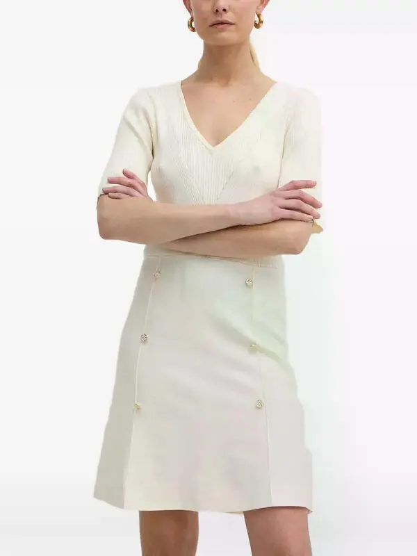 MORGAN Button-embellished V-neck Mini Dress