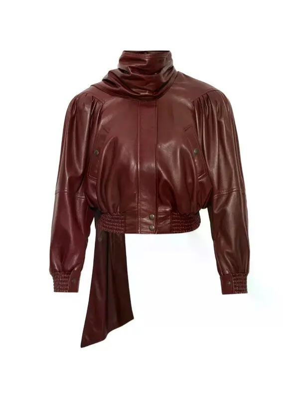 Chloé Cropped Scarf Jacket In Leather - Red