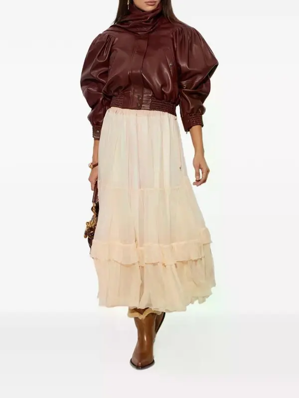 Chloé Cropped Scarf Jacket In Leather