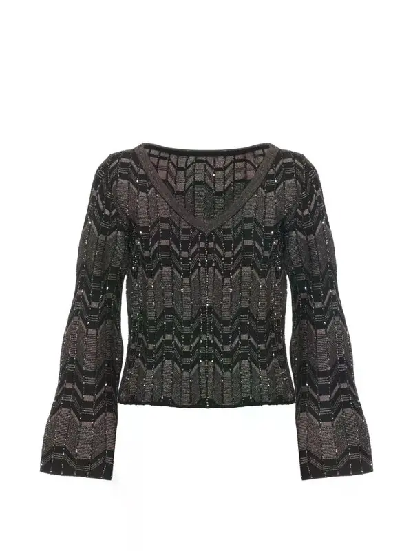 D.exterior Sequin-embellished Geometric-pattern Sweater
