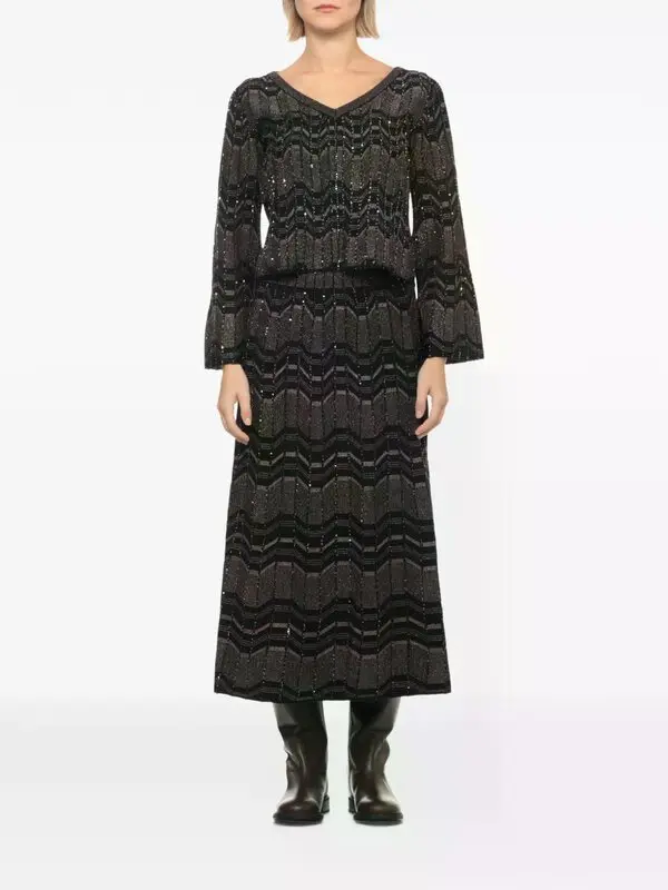 D.exterior Sequin-embellished Geometric-pattern Sweater