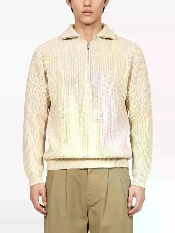 MANIFATTURE DEL NORD Ribbed Quarter-zip Sweater