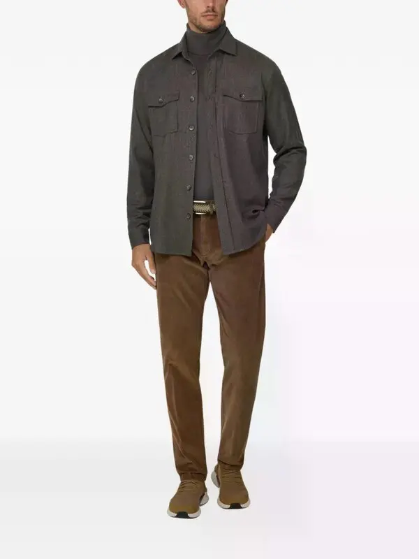 Boggi Milano Overshirt In Mélange Wool Flannel