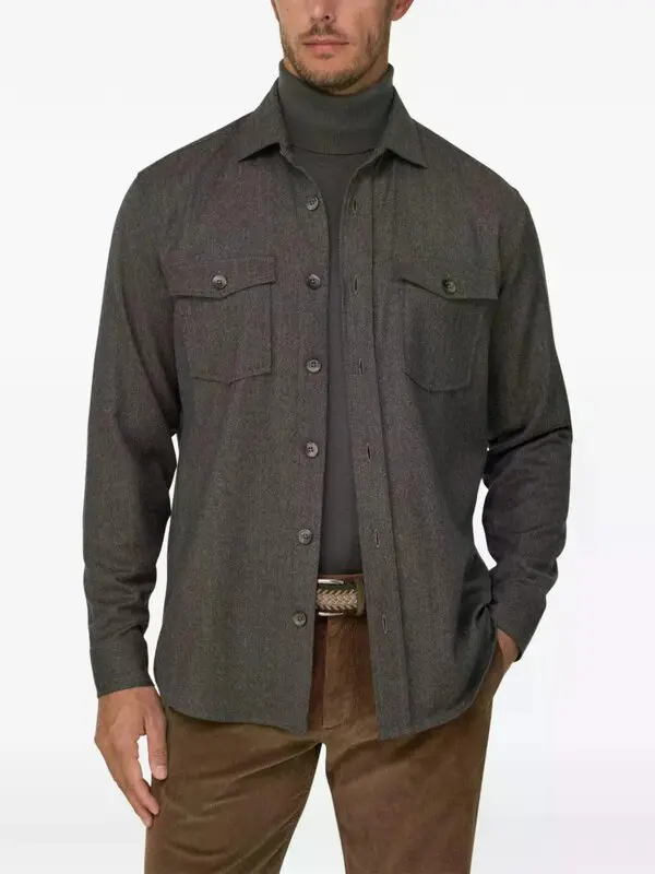 Boggi Milano Overshirt In Mélange Wool Flannel