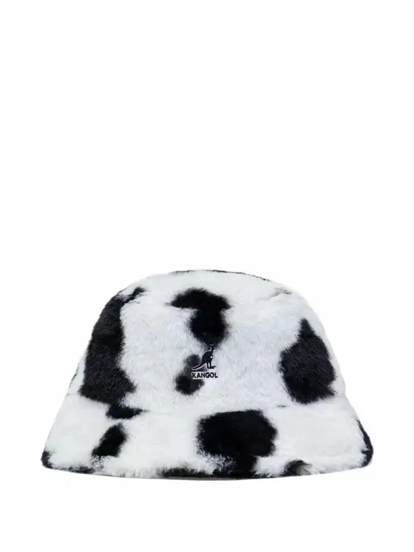 KANGOL Cow-print Faux-fur Bucket Hat - White