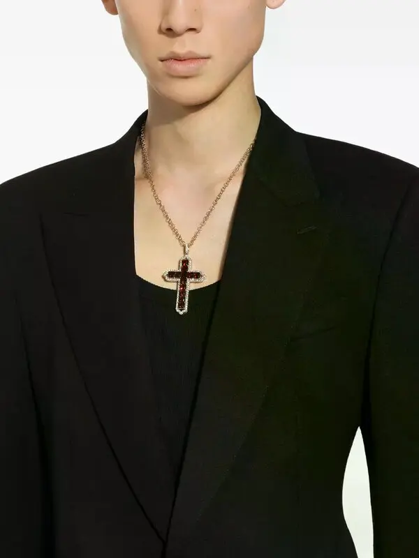 Dolce & Gabbana Cross Pendant 18kt Rhodolite Garnets, And Diamonds - Gold