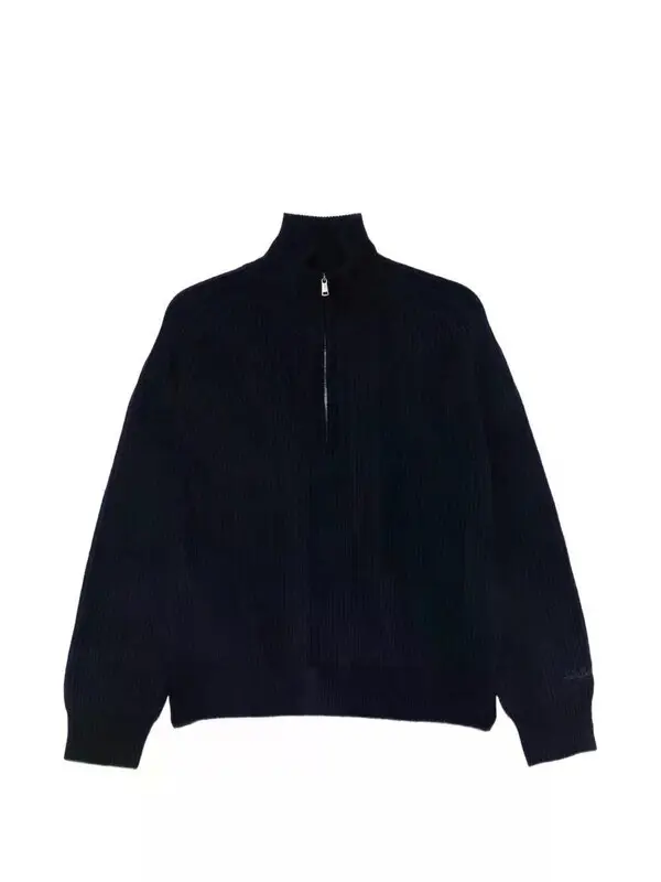 MC2 SAINT BARTH Ribbed-knit Half-zip Sweater - Blue