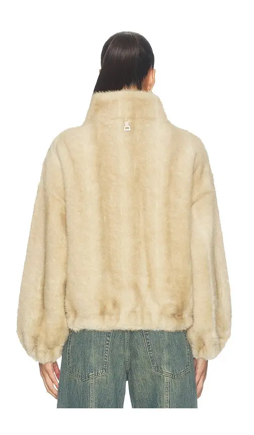 Apparis Iris Shaved Faux Mink Bomber Jacket In Beige - Latte