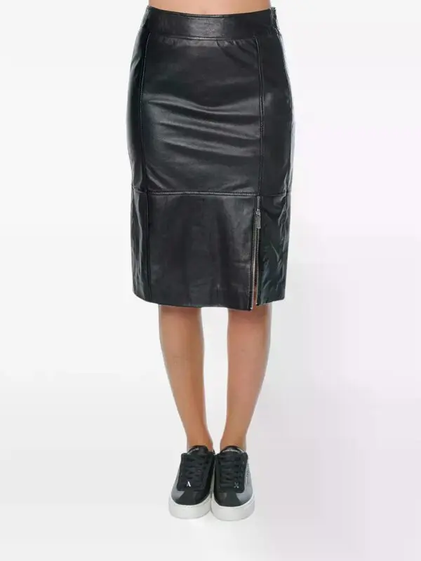 Armani Exchange Leather Zip-detail Midi Skirt