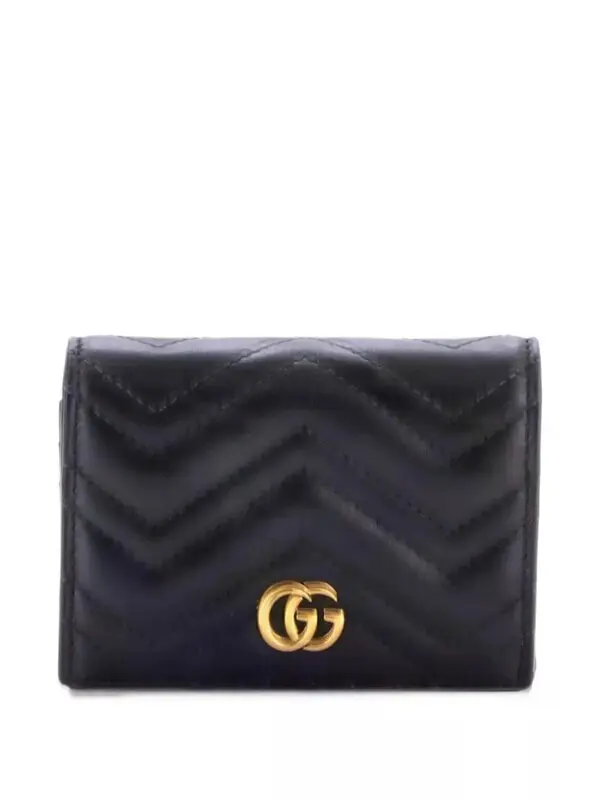 Gucci Gg Marmont Bifold Wallet Matelasse Leather Small Wallets - Black