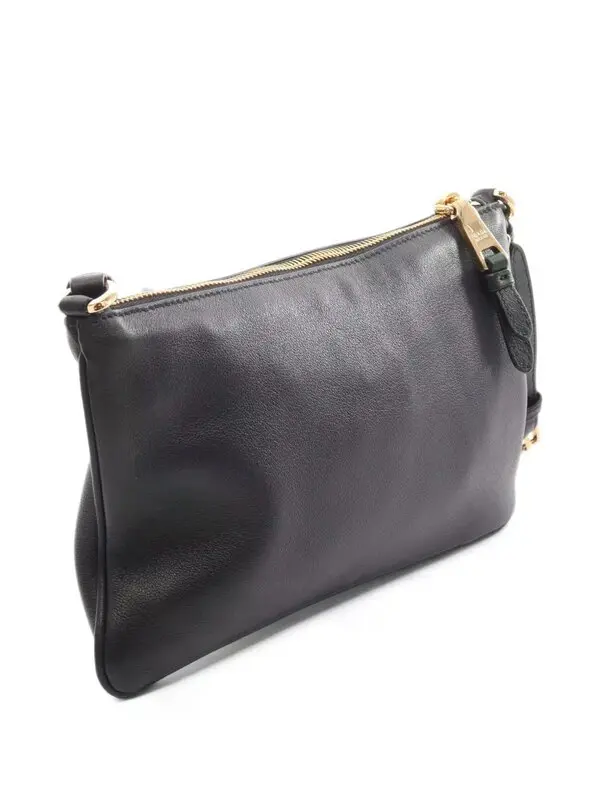 Prada 2010s Logo Plate Shoulder Bag - Black