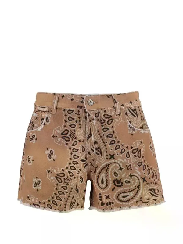 DON'T @ ME Paisley-print Frayed Shorts
