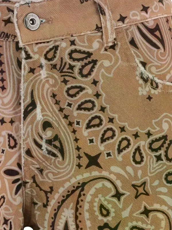 DON'T @ ME Paisley-print Frayed Shorts