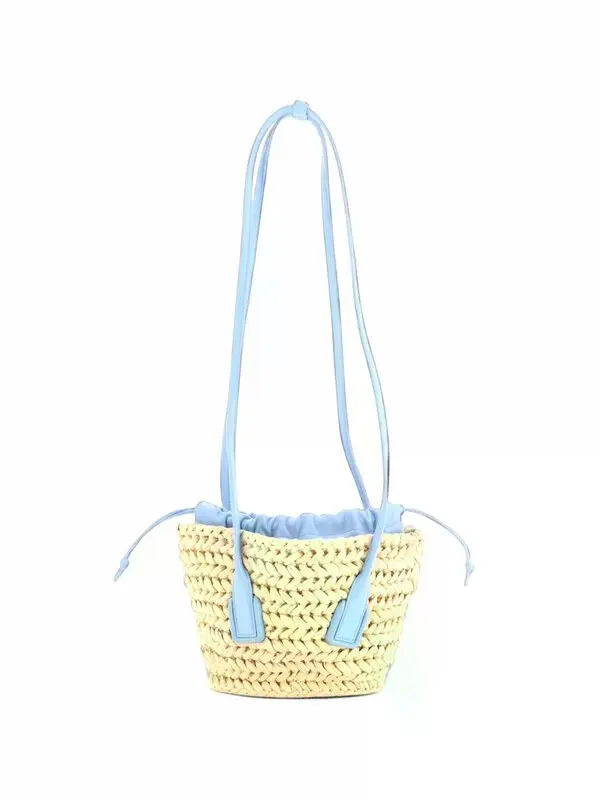 Bottega Veneta Arco Basket Bag Raffia With Leather Small Shoulder Bag