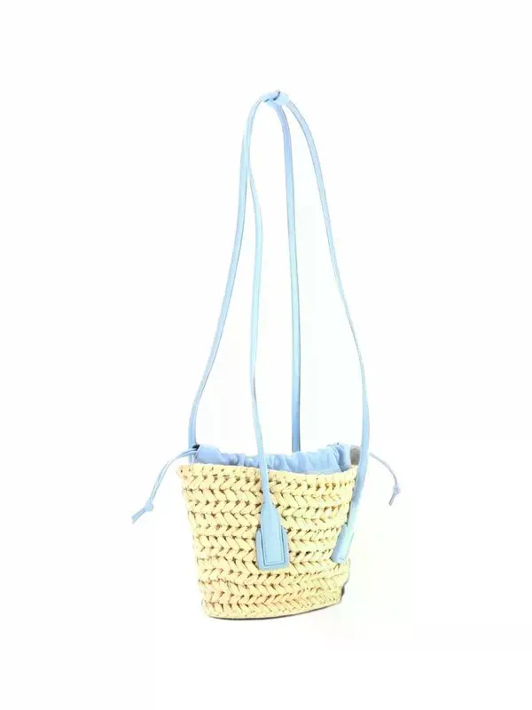 Bottega Veneta Arco Basket Bag Raffia With Leather Small Shoulder Bag