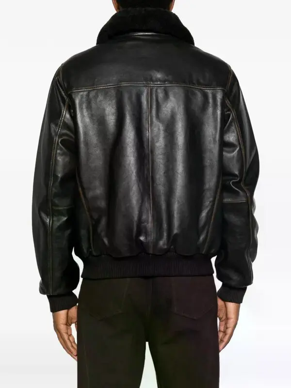 AMARANTO Shearling-collar Leather Jacket