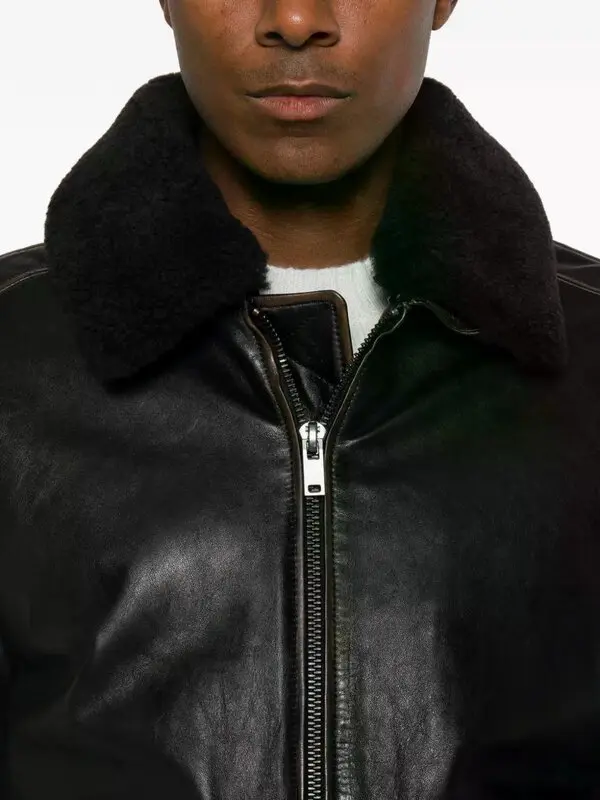AMARANTO Shearling-collar Leather Jacket