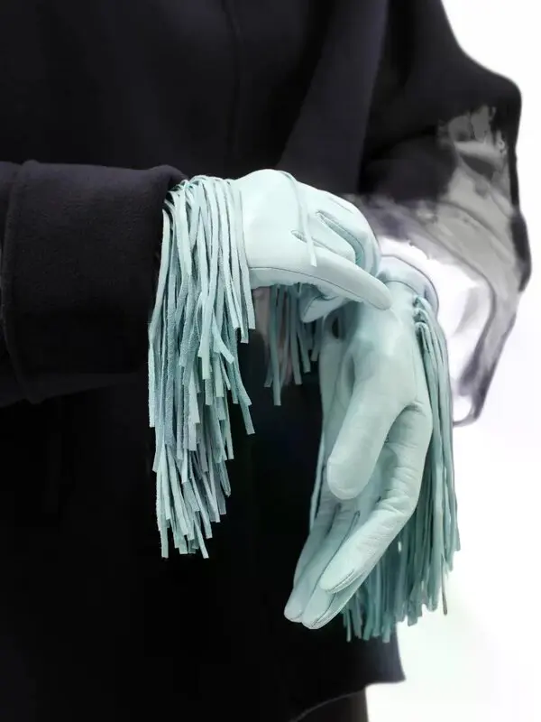 Carven Fringed Leather Gloves