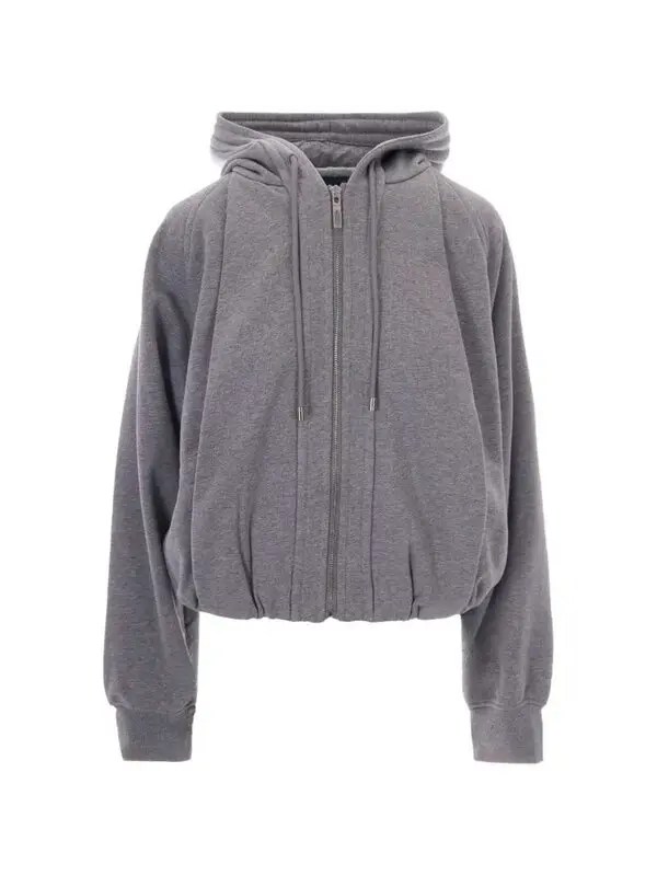 Sportmax Zip-up Drawstring Hoodie - Grey