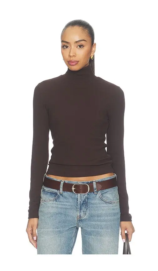 Velvet By Graham & Spencer Helms Turtleneck Top In Brown
