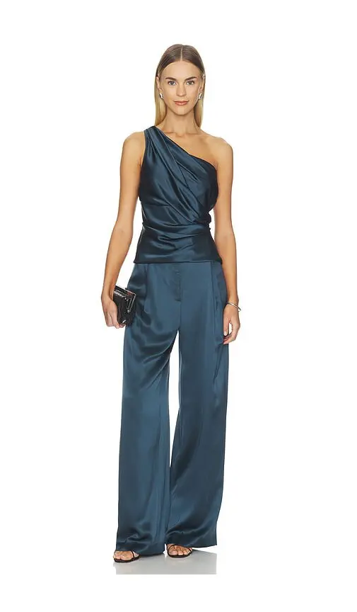 THE SEI Draped One Shoulder Top In Slate