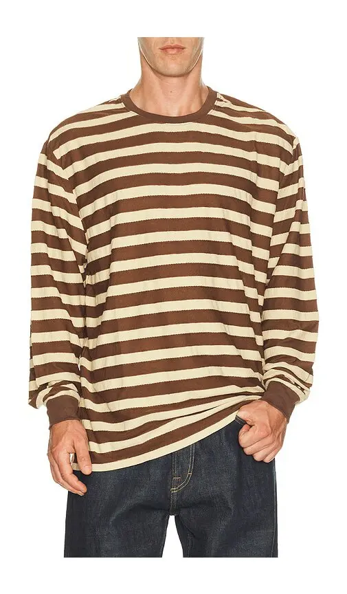RHYTHM Textured Stripe Long Sleeve Tee Shirt
