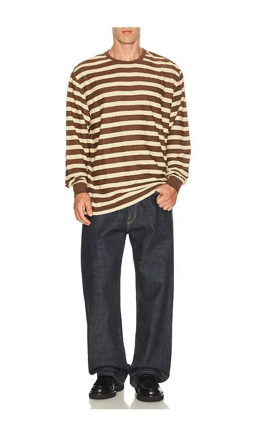 RHYTHM Textured Stripe Long Sleeve Tee Shirt