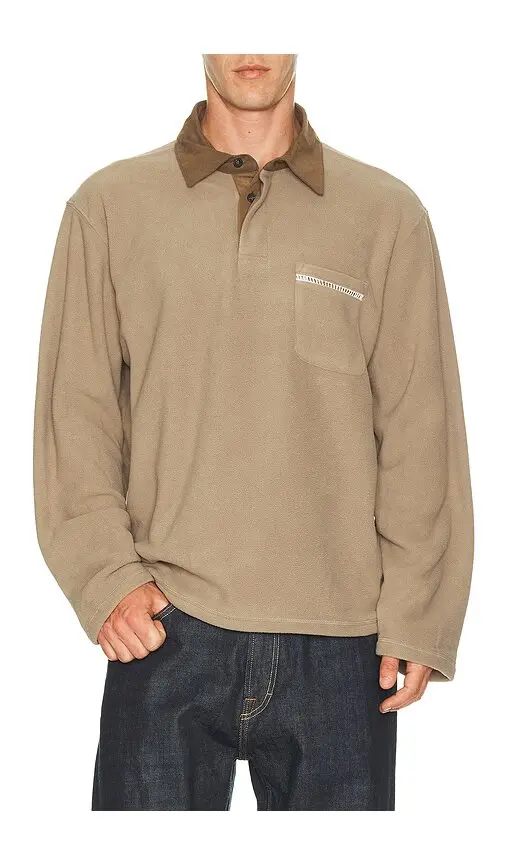 RHYTHM Ladder Polar Fleece Polo In Cream